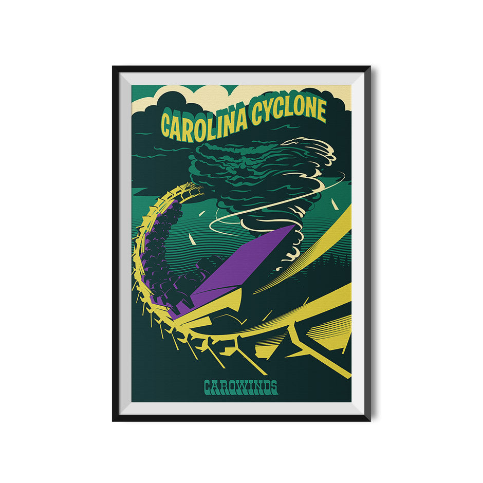 Made to Thrill x Carowinds - Carolina Cyclone Roller Coaster Poster ...