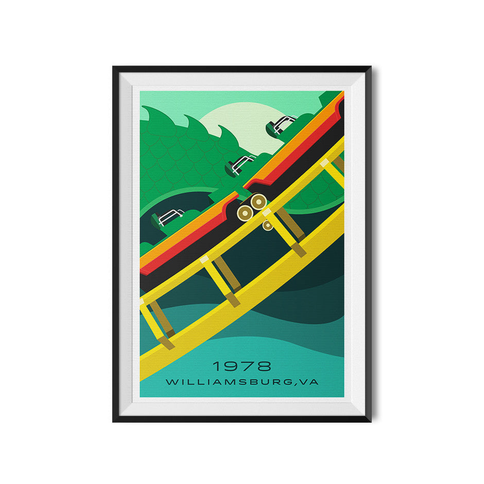 Williamsburg, VA. 1978, Roller Coaster Poster Print – Made to Thrill®